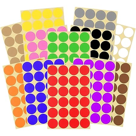 Dot Stickers,16 Sheet 25mm Round Coloured Dots Sticky Dots 600 Circle ...
