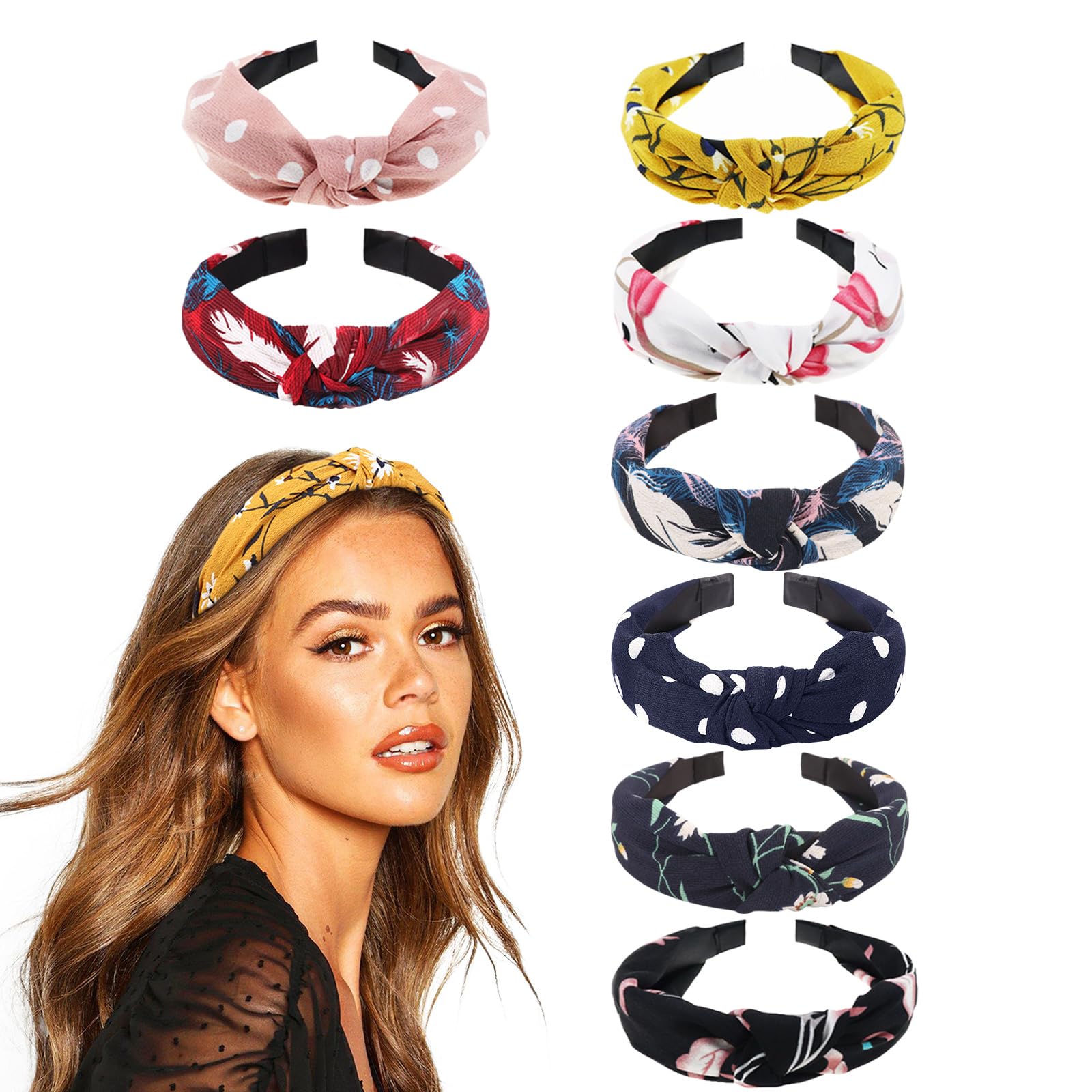 Amazon.com : AQOKKA 8 Pcs Knotted Headbands for Women Trendy Wide Head ...