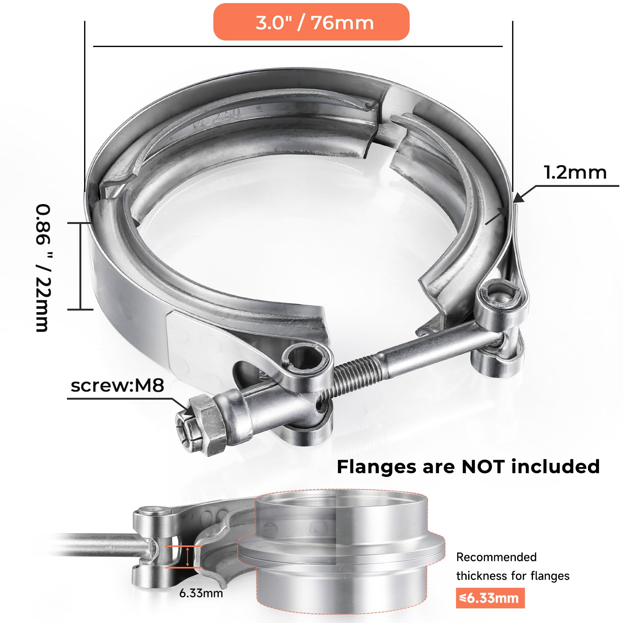Snapklik.com : WYSIWYKA 3 Inch V Band Clamp 304 Stainless Steel, For ...