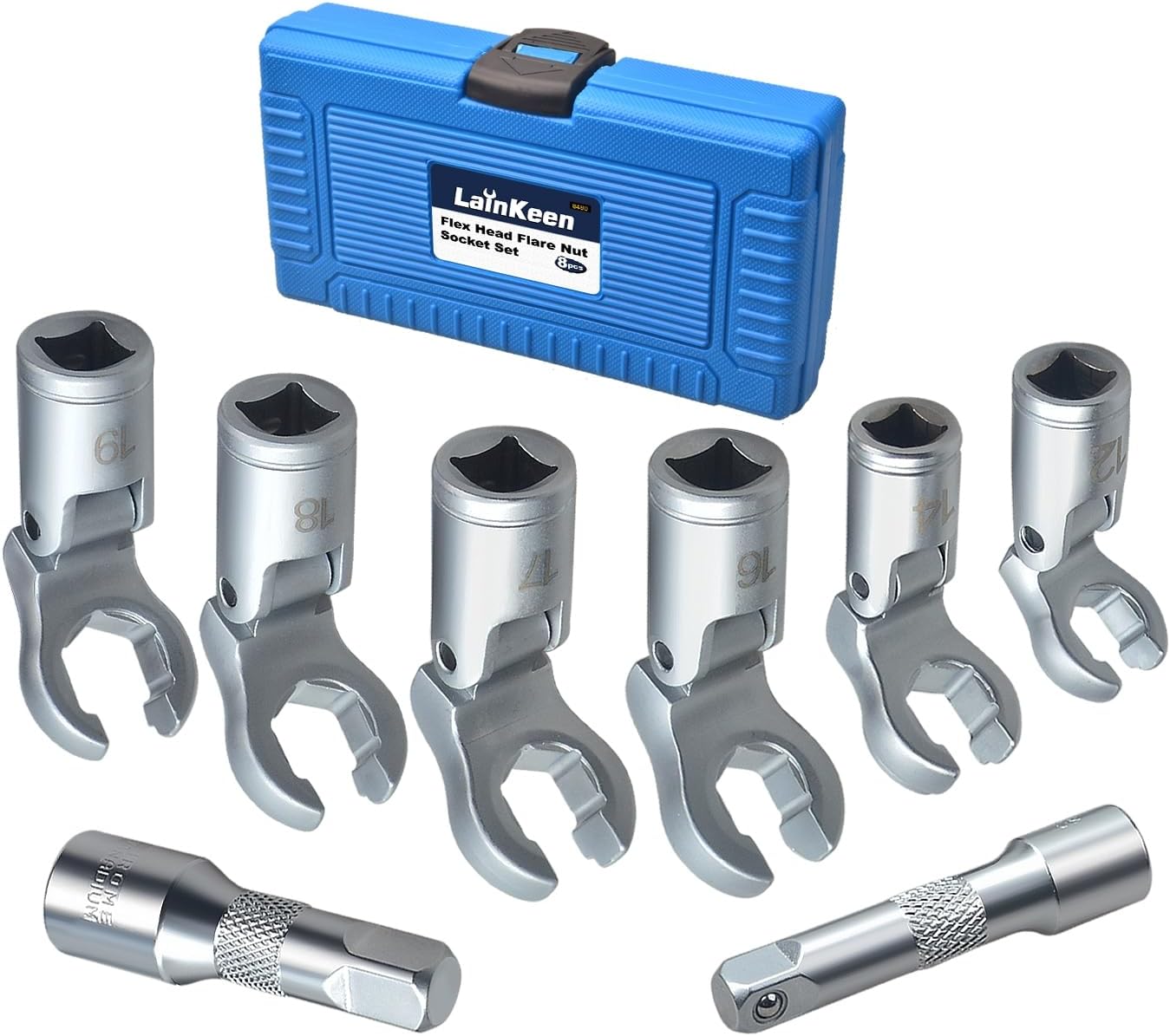 Amazon.com: LainKeen 8pc 3/8" & 1/2" Flex Head Crows Flare Nut Wrench ...