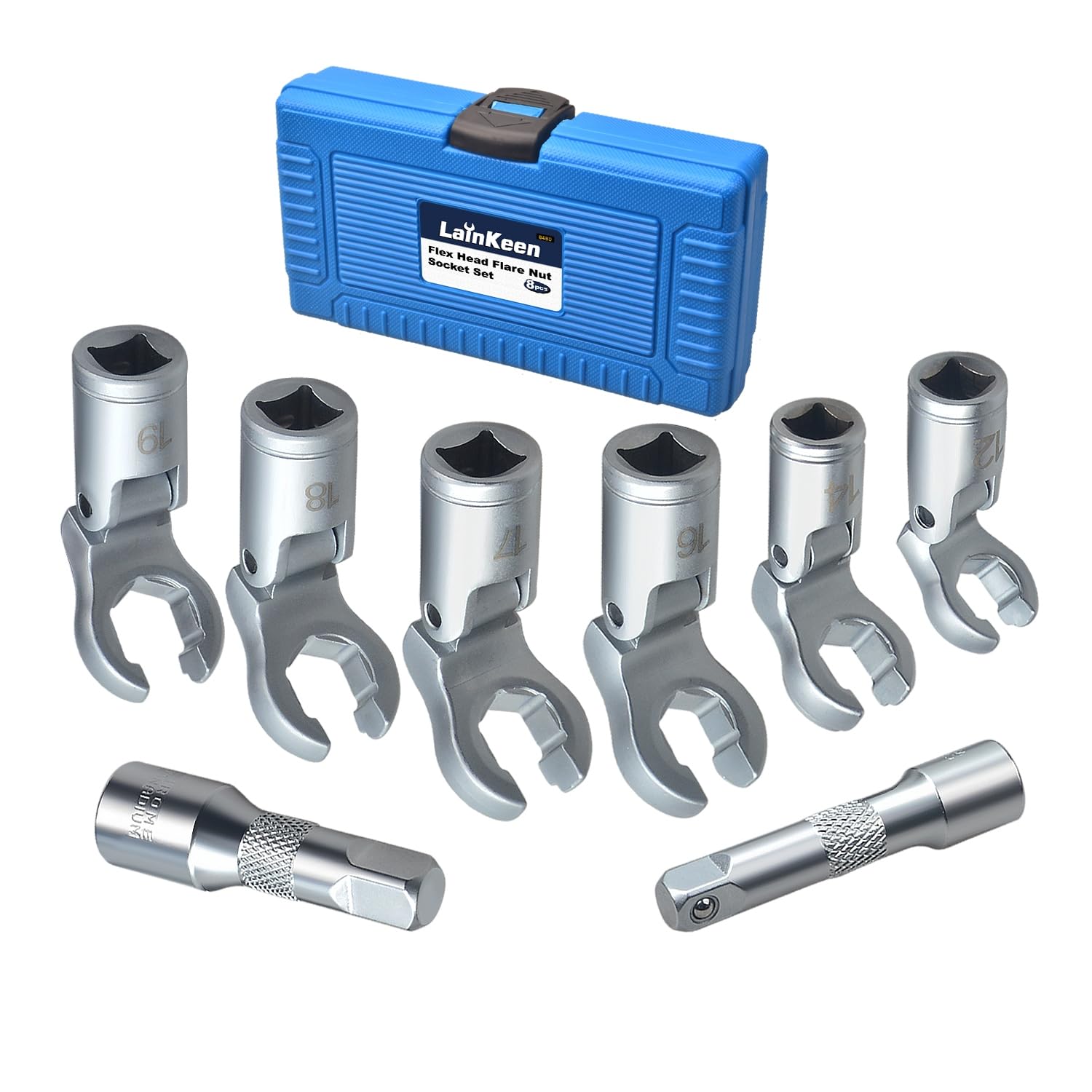Amazon.com: LainKeen 8pc 3/8" & 1/2" Flex Head Crows Flare Nut Wrench ...