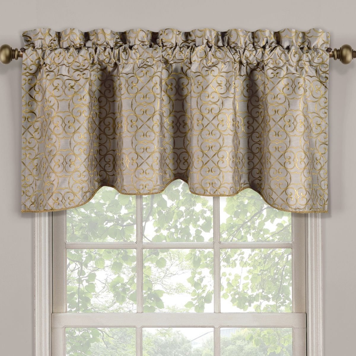Amazon.com: Halifax Beige Valance, Scalloped Decorative Rope ...