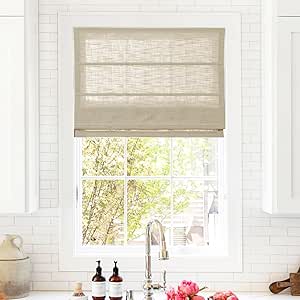 Amazon.com: DotheDrape Linen Roman Shades for Windows Custom Cordless ...