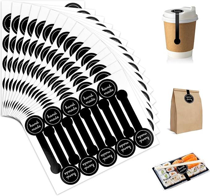 Amazon.com : 600Pcs Handmade Food Baking Seal Stickers Labels,Black ...