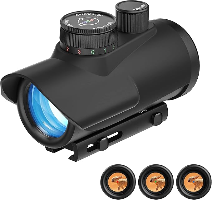 ESSLNB Red Dot Sight Scope Red Green Blue 3 Brightness Settings Rifle ...