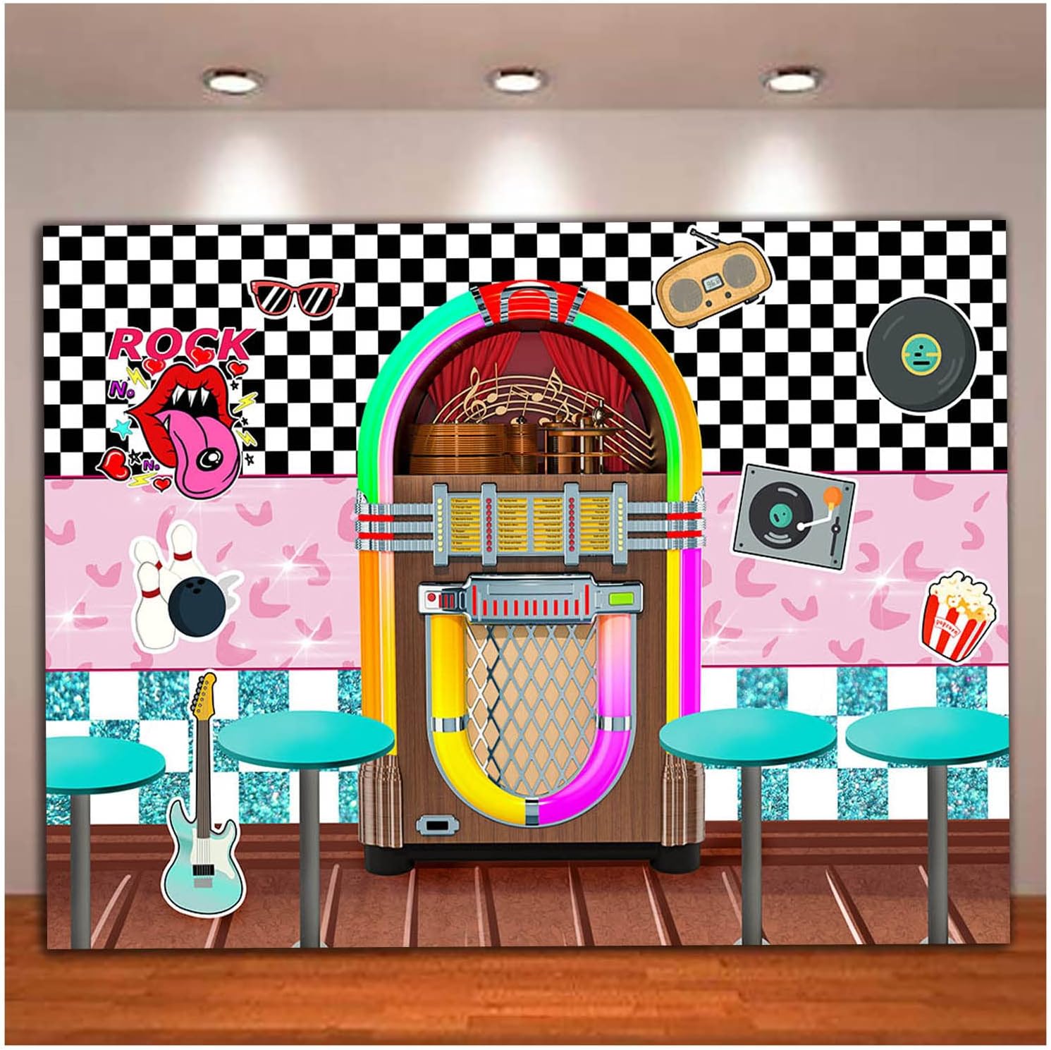 Amazon.com : Back to 50's Sock Hop Photography Background Back to 1950s ...