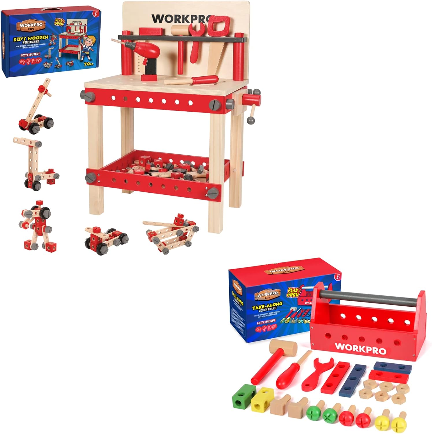 Amazon.com: WORKPRO Toddlers Wooden Toy Set : Toys & Games