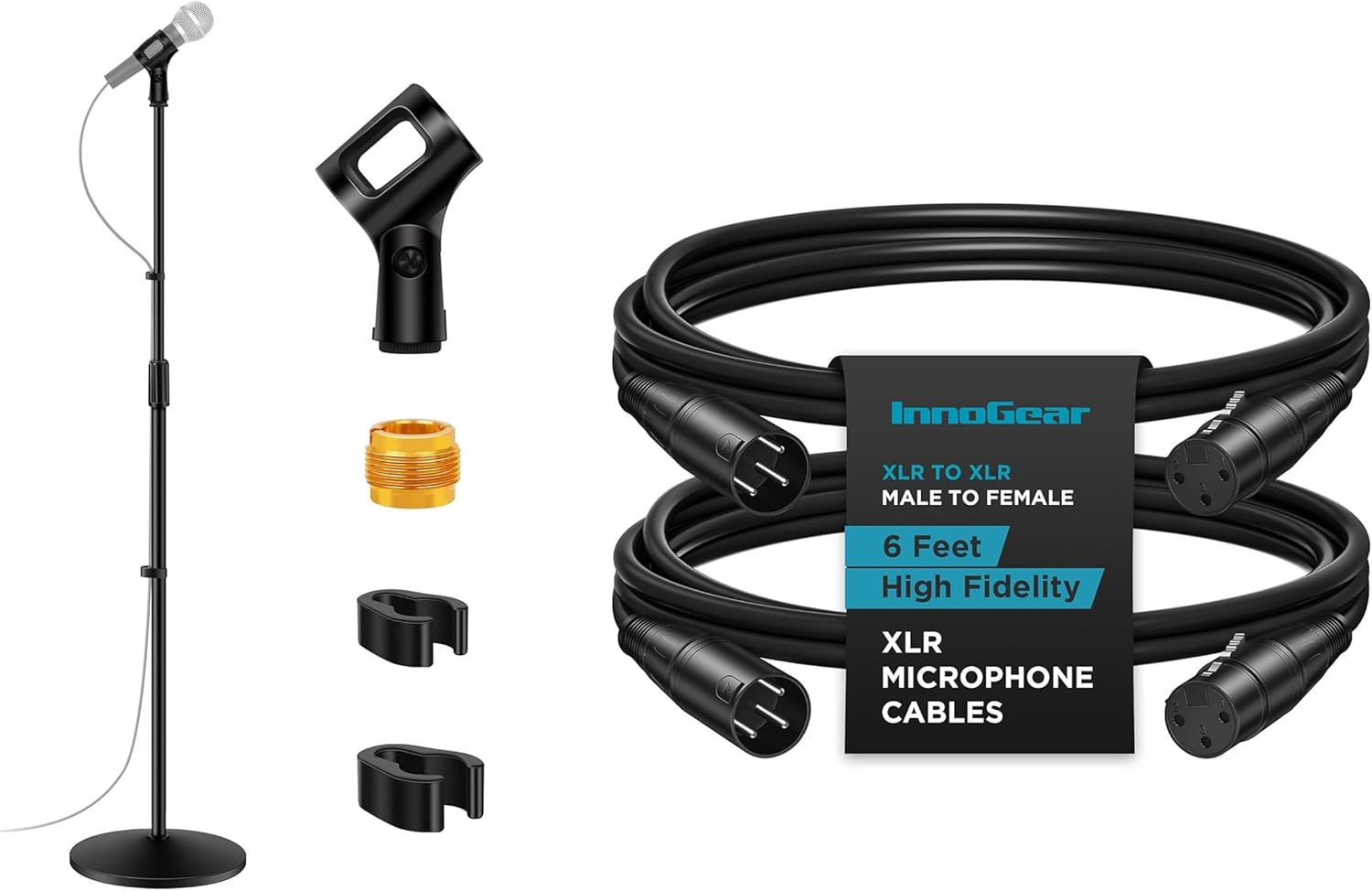 Amazon.com: InnoGear Detachable Mic Floor Stand & 2 Pack 6 Feet Male to ...