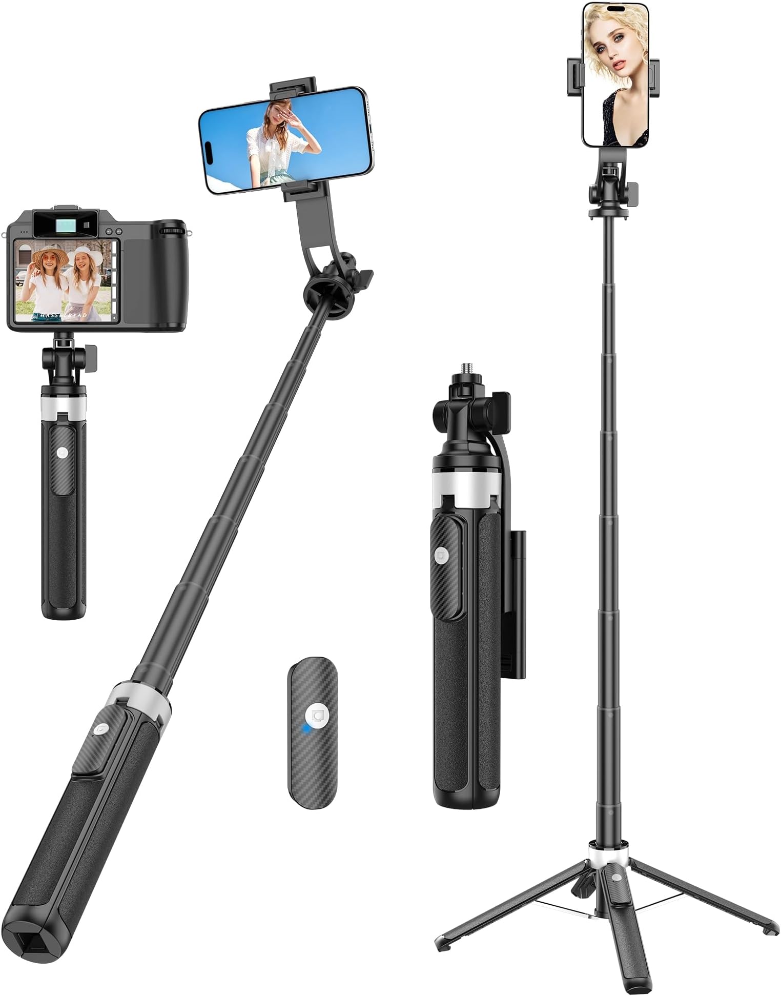 Amazon.com: Selfie Stick Travel Tripod for Cell Phone with Remote ...