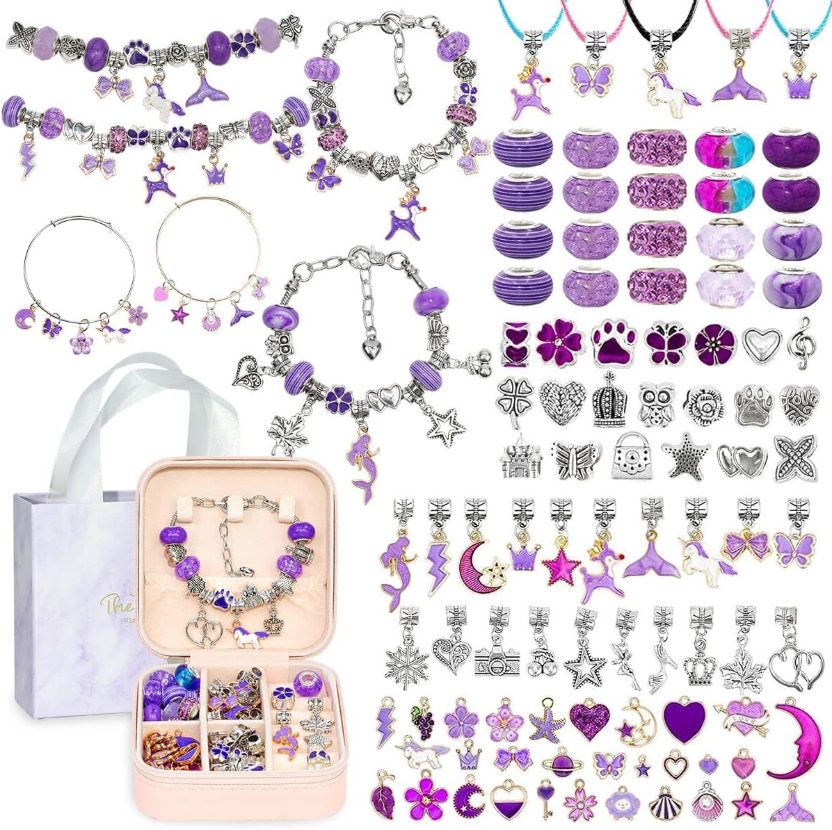AKILION 165PCS Charm Bracelets Making Kit with Jewellery Box, Girls ...