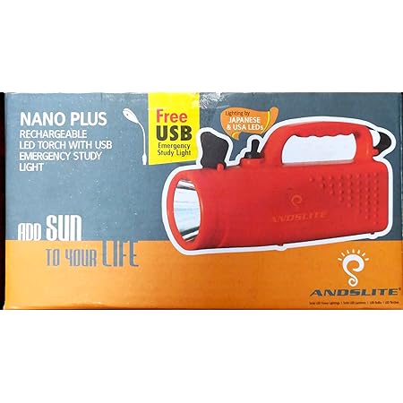 ANDSLITE Nano Plus LED Rechargeable Torch Light (Red and Black ...