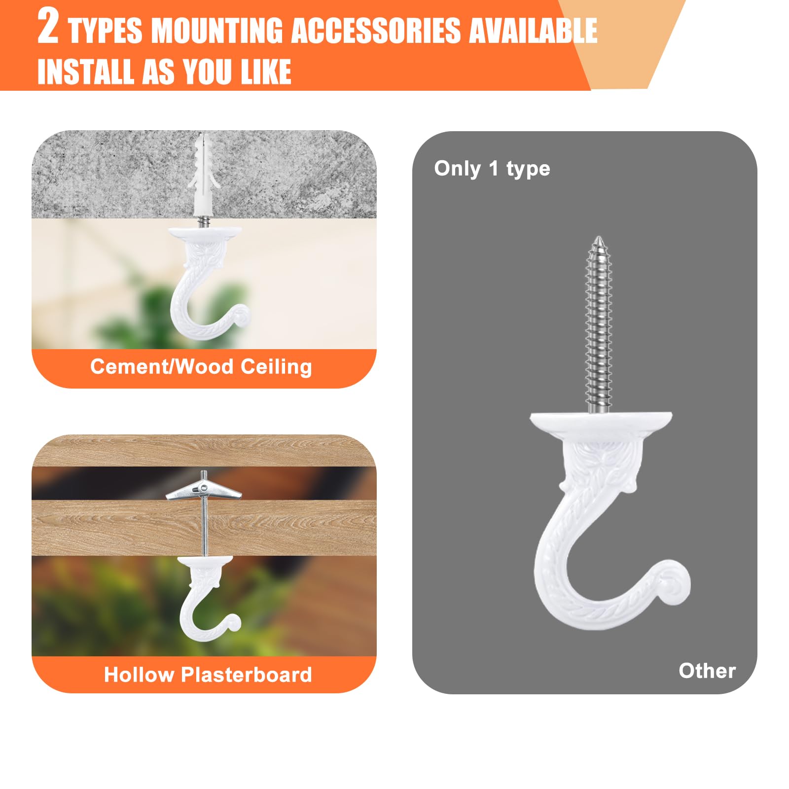 Snapklik.com : 8 Pack Ceiling Hooks For Hanging Plants, 1.5 Inches ...