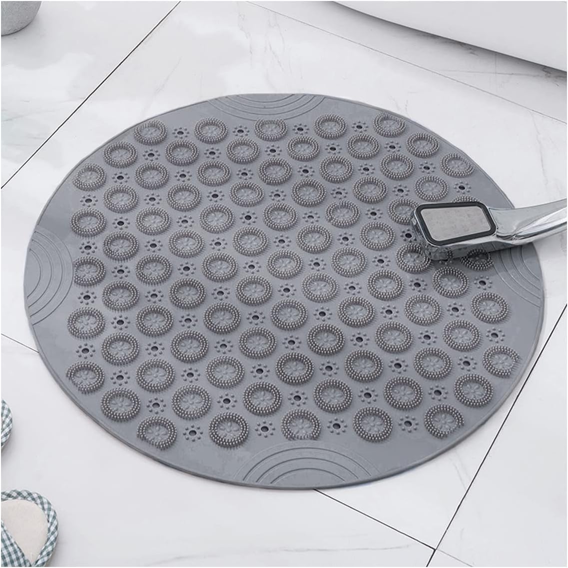 Round Shower Mats for Inside,Loofah Bathmat Drainage Non Slip Bath Mat ...