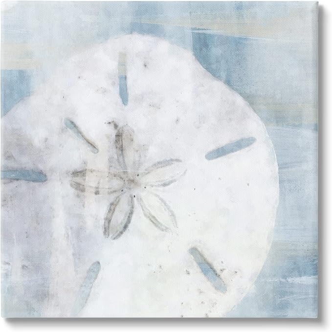 Amazon.com: Stupell Industries Pastel Blue Sand Dollar Seashell Canvas ...
