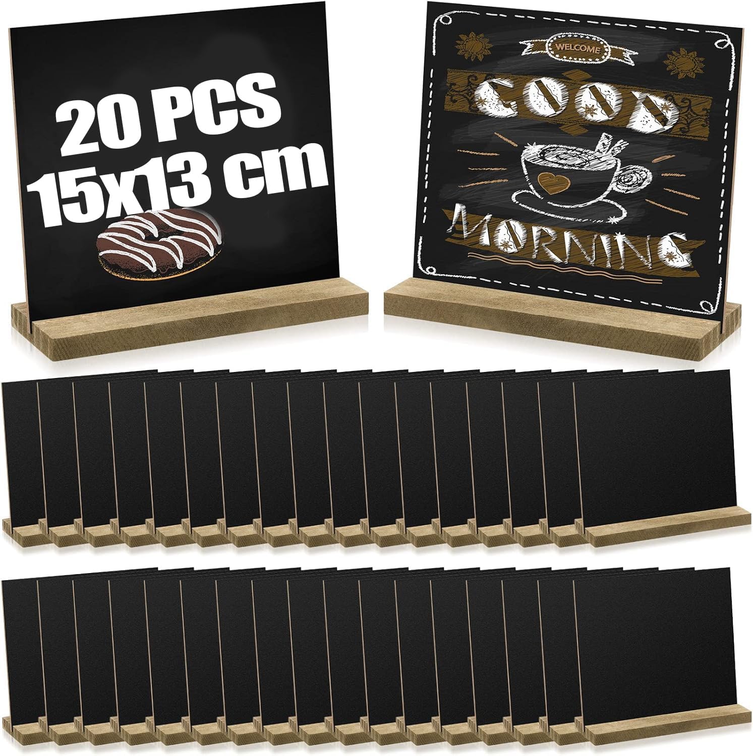 MUXHEL 20PCS Mini Chalkboard Signs 15x13 cm Mini Chalk Boards Wooden ...