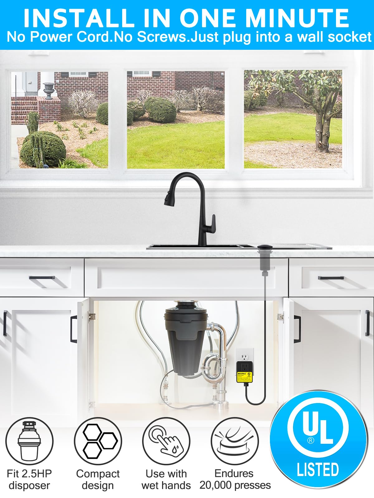 Snapklik.com : BESTILL Garbage Disposal Air Switch Kit - UL Listed ...