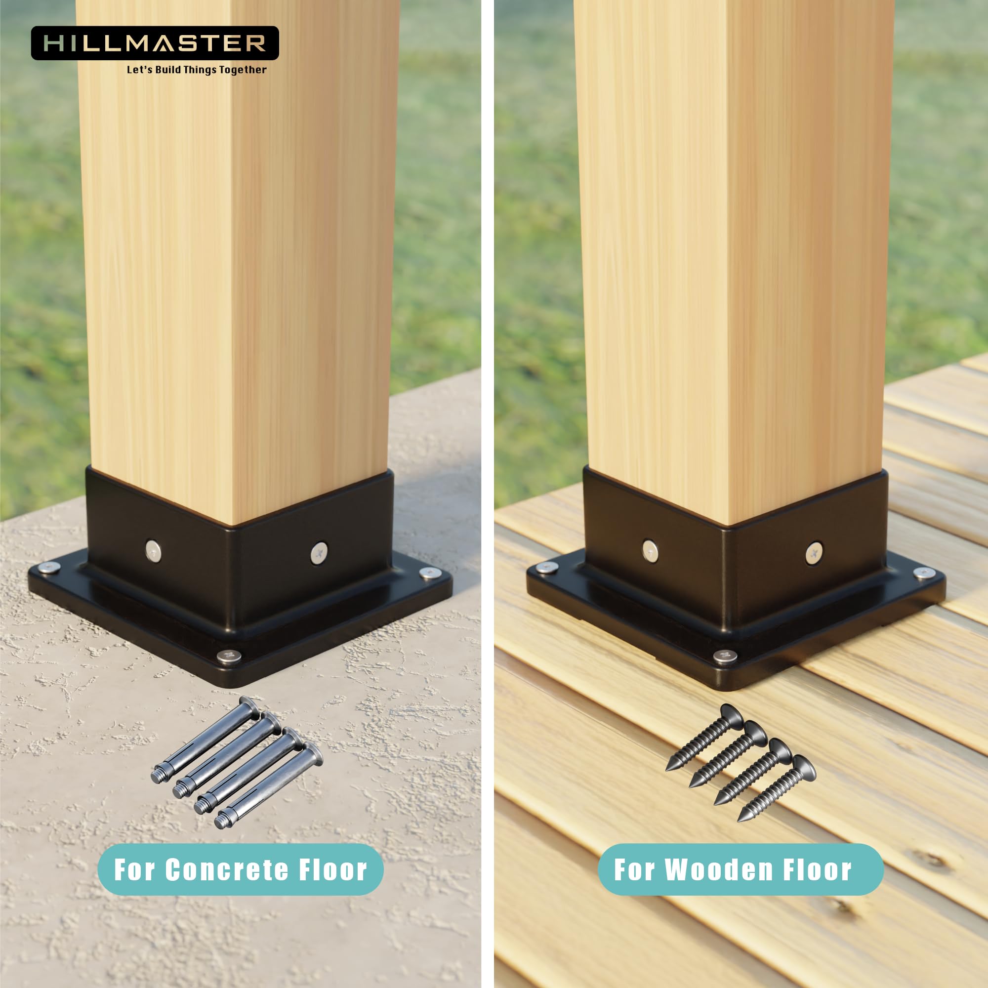 Snapklik.com : Hillmaster 4x4 Post Base Support Kit, 4 Pack Plastic ...