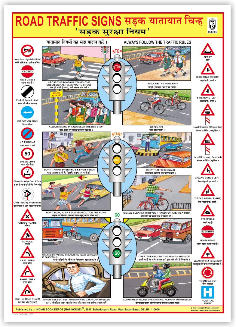 Buy Road Traffic Sign Chart (Size 70 X 100 Cms) Without Pvc Rollers ...