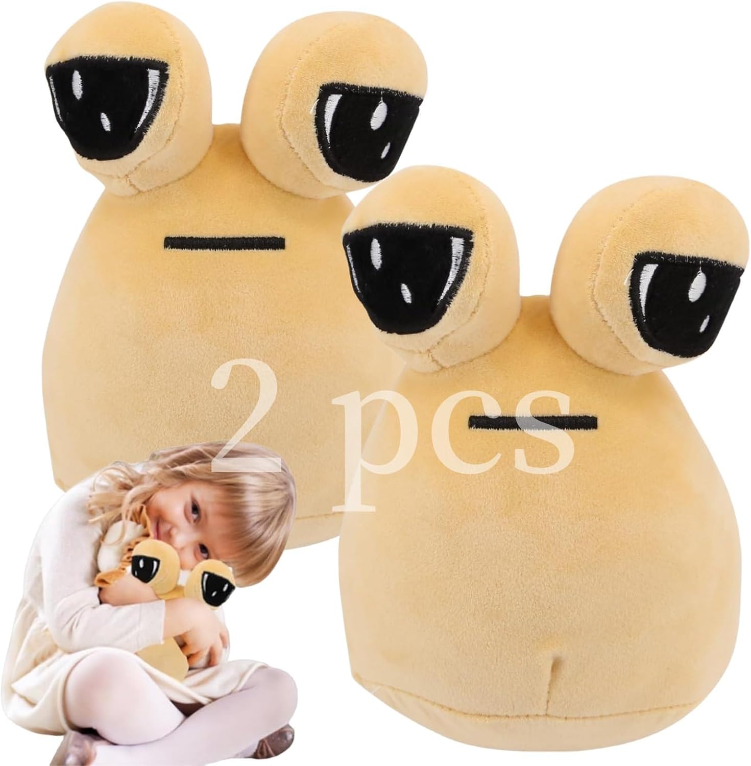 2PCS Alien Pou Plush Toys, the Pou Teddy Alien Plush Fluffy Stuffies ...