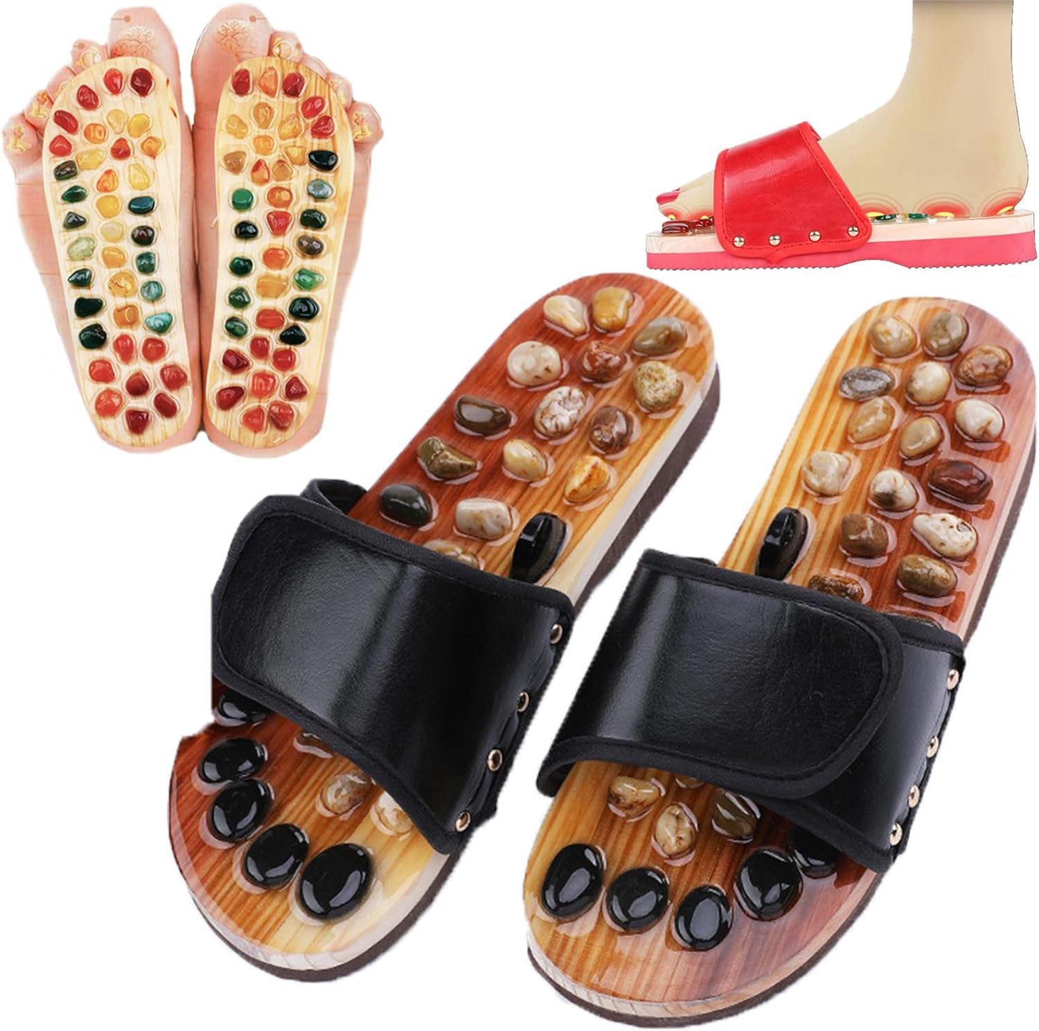 Amazon.com: LELEBEAR Acupressure Sandals-Acupressure Slippers Stones ...