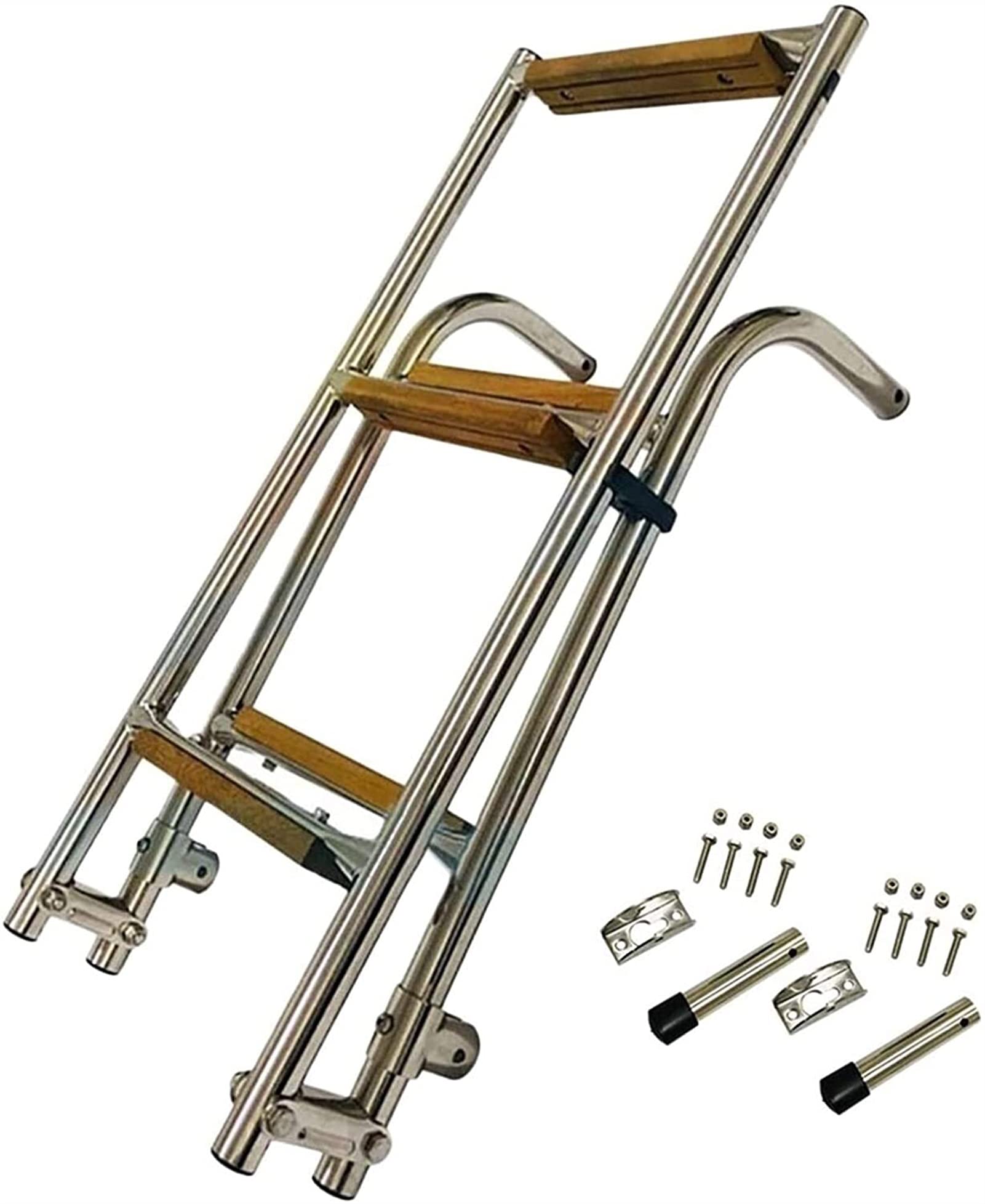 Buy Auoeer Transom Boat Ladder, 5 Step Folding Swim Ladder Stainless ...