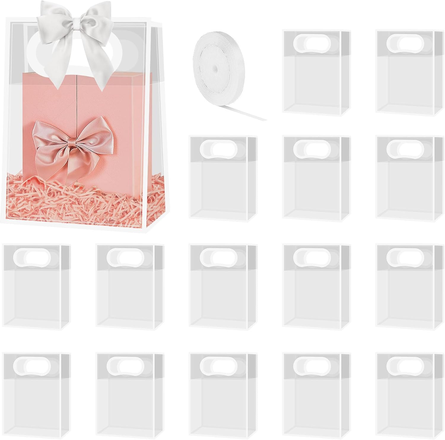 Amazon.com: Alijoy 15 PCS Clear Gift Bags with Handles, Reusable Clear ...