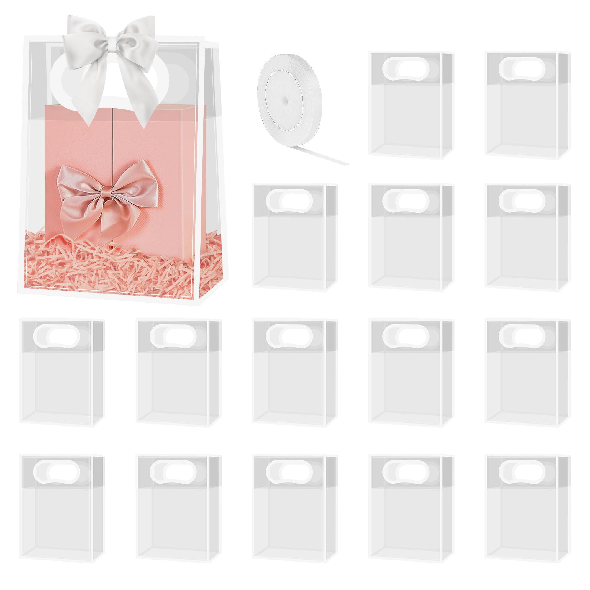 Amazon.com: Alijoy 15 PCS Clear Gift Bags with Handles, Reusable Clear ...