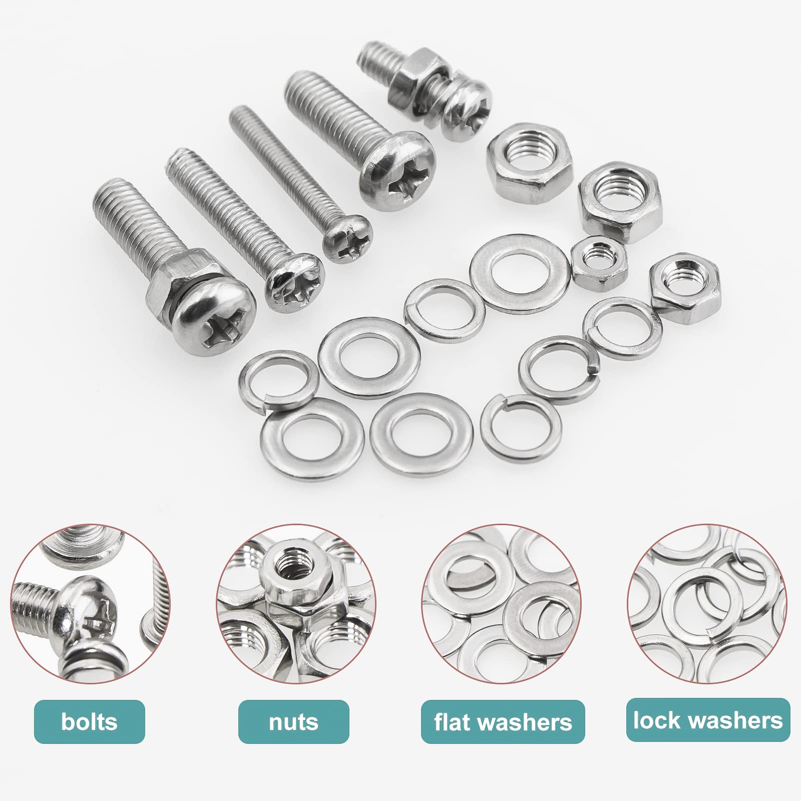 Snapklik.com : Juasky 1760Pcs 16 Sizes Machine Screw Assortment Kit 304 ...