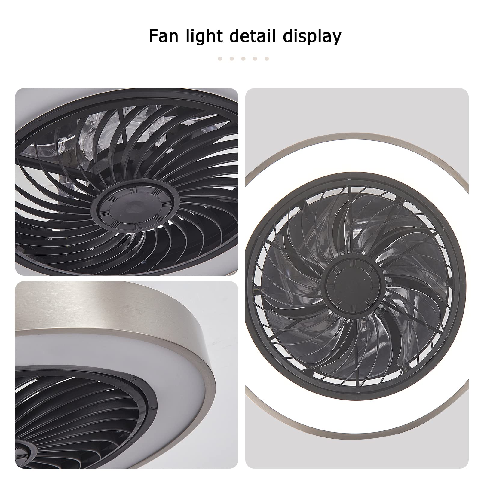 DUJAHMLAND Flush Mount Ceiling Fan with Lights, 16inch Enclosed Low ...