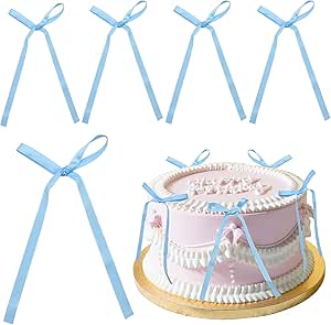 ADQUATOR 10PCS Blue Bow Cake Topper Bowknot Ribbons Bow Cake Dessert ...