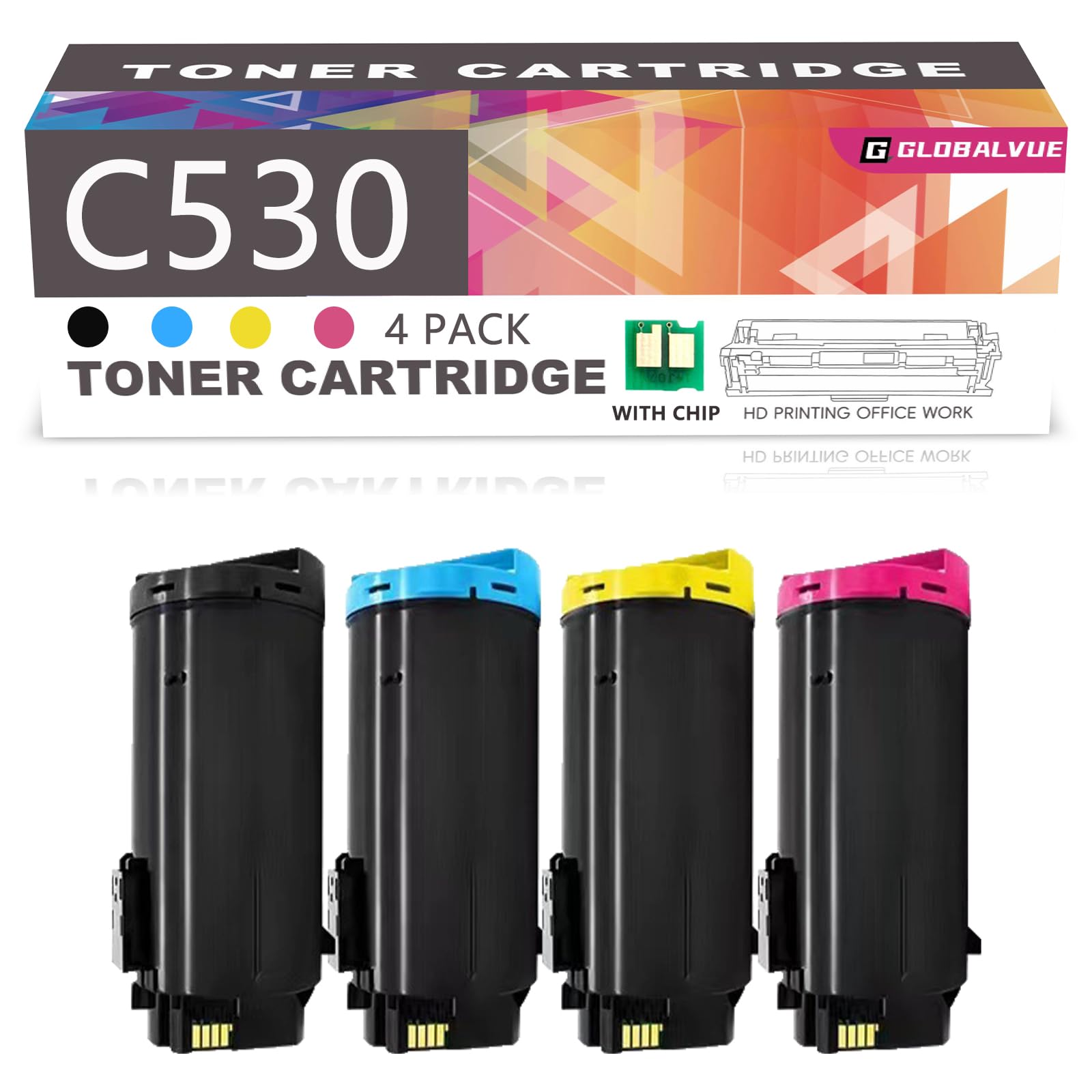 Amazon.com: GLOBALVUE IM C530 IMC530FB IM C530FB Toner Cartridges 4 ...