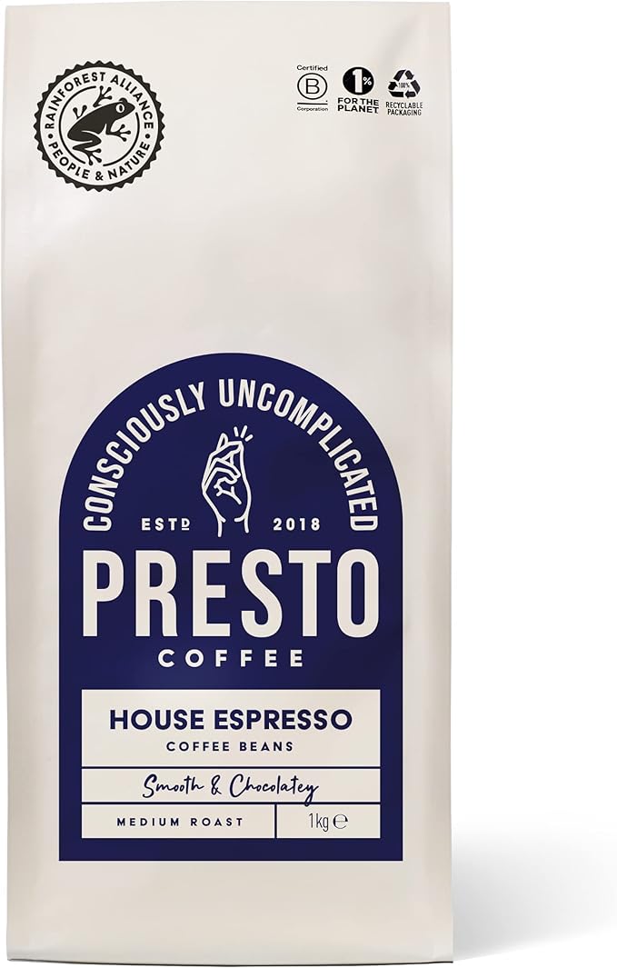 Presto Coffee House Espresso Speciality Coffee Beans 1kg Medium Roast ...