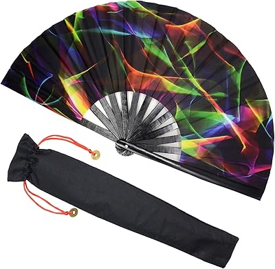 Amazon.com: Zolee Large Rave Folding Hand Fan with Bamboo Ribs for Men ...