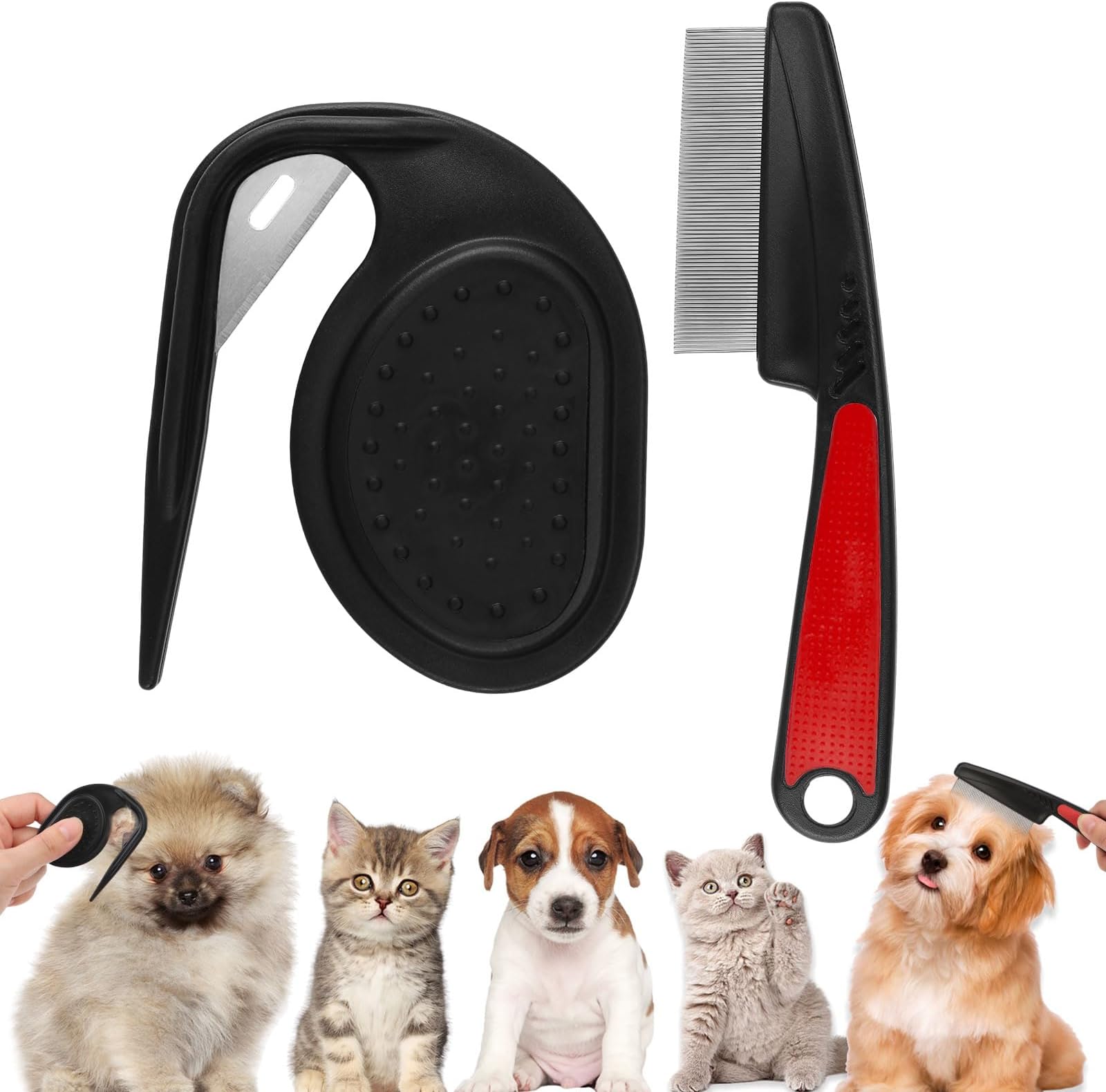 Amazon.com: Grooming Comb for Pets 2pcs Solid Wood Cat&Dog Combs ...