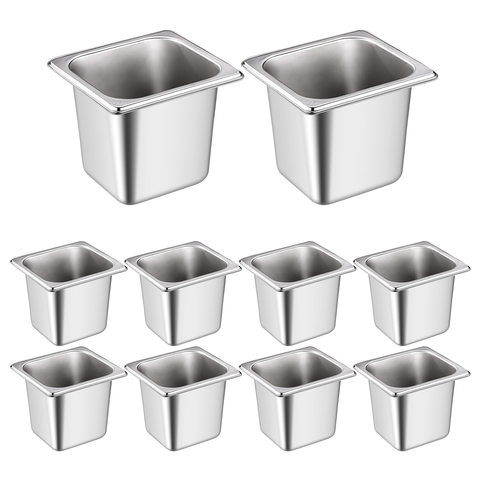 Snapklik.com : 10 Set Stainless Steel Hotel Pans 6 Inch Deep Steam ...