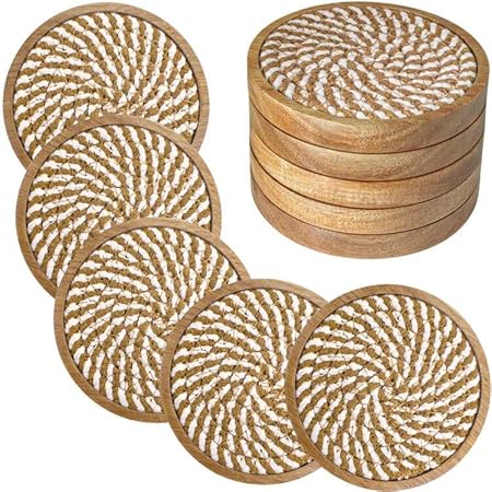 Amazon.com: Eykao Coasters for Drinks Absorbent Sets of 5, Woven ...