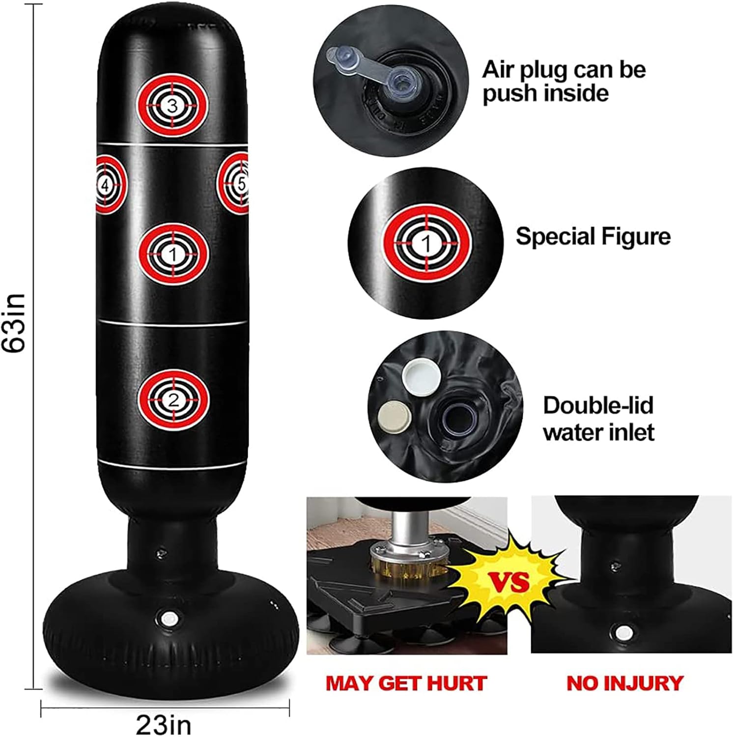 LEOHOME Inflatable Punching Bag for Kids & Adults, 63 Inch Punch Bag ...