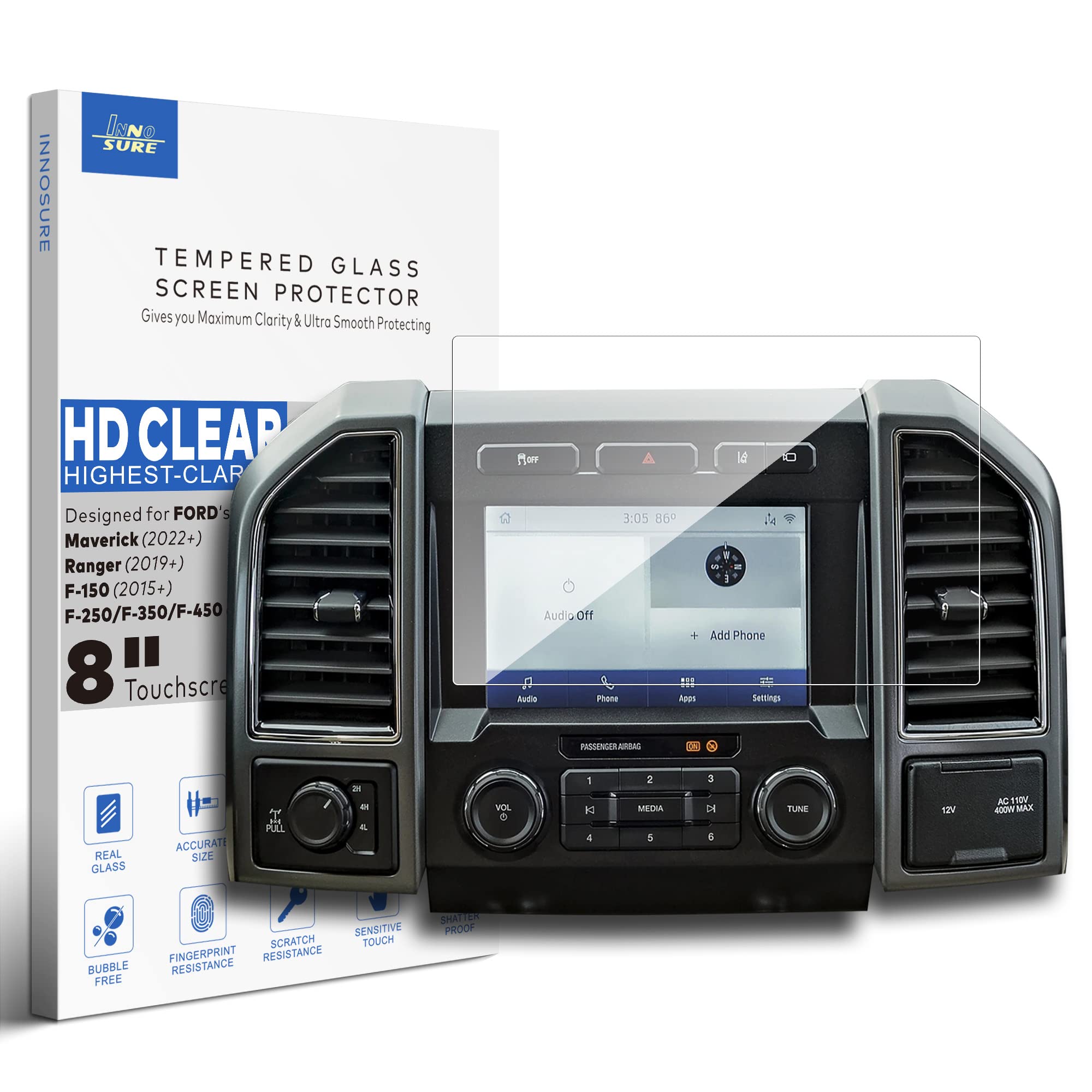 Amazon.com: INNOSURE Premium Glass Screen Protector for Ford F-150 ...