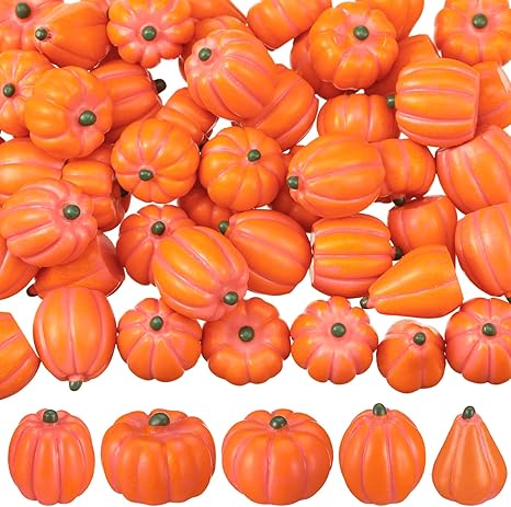 Amazon.com: Seenelling 50 Pcs Mini Pumpkins for Crafts, Tiny Miniature ...