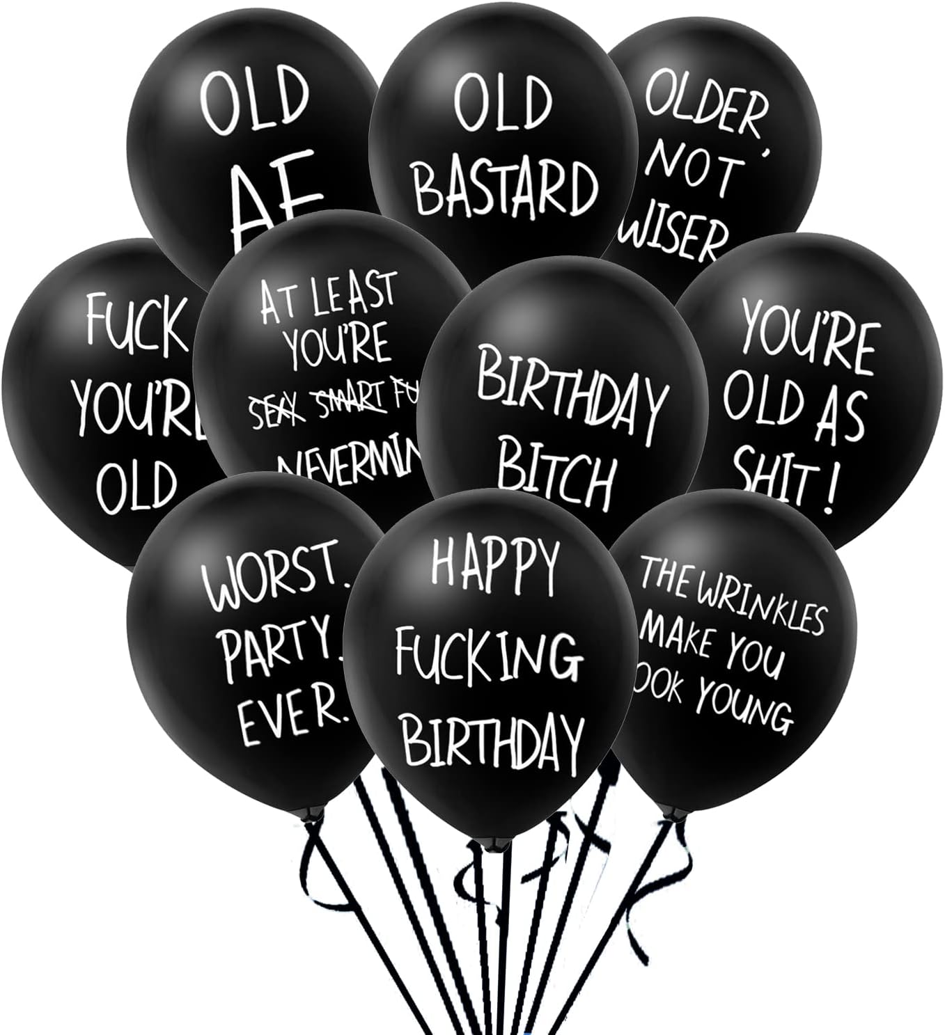 Amazon.com: 30 Pieces Funny Abusive Old Age Birthday Party Balloons,30 ...
