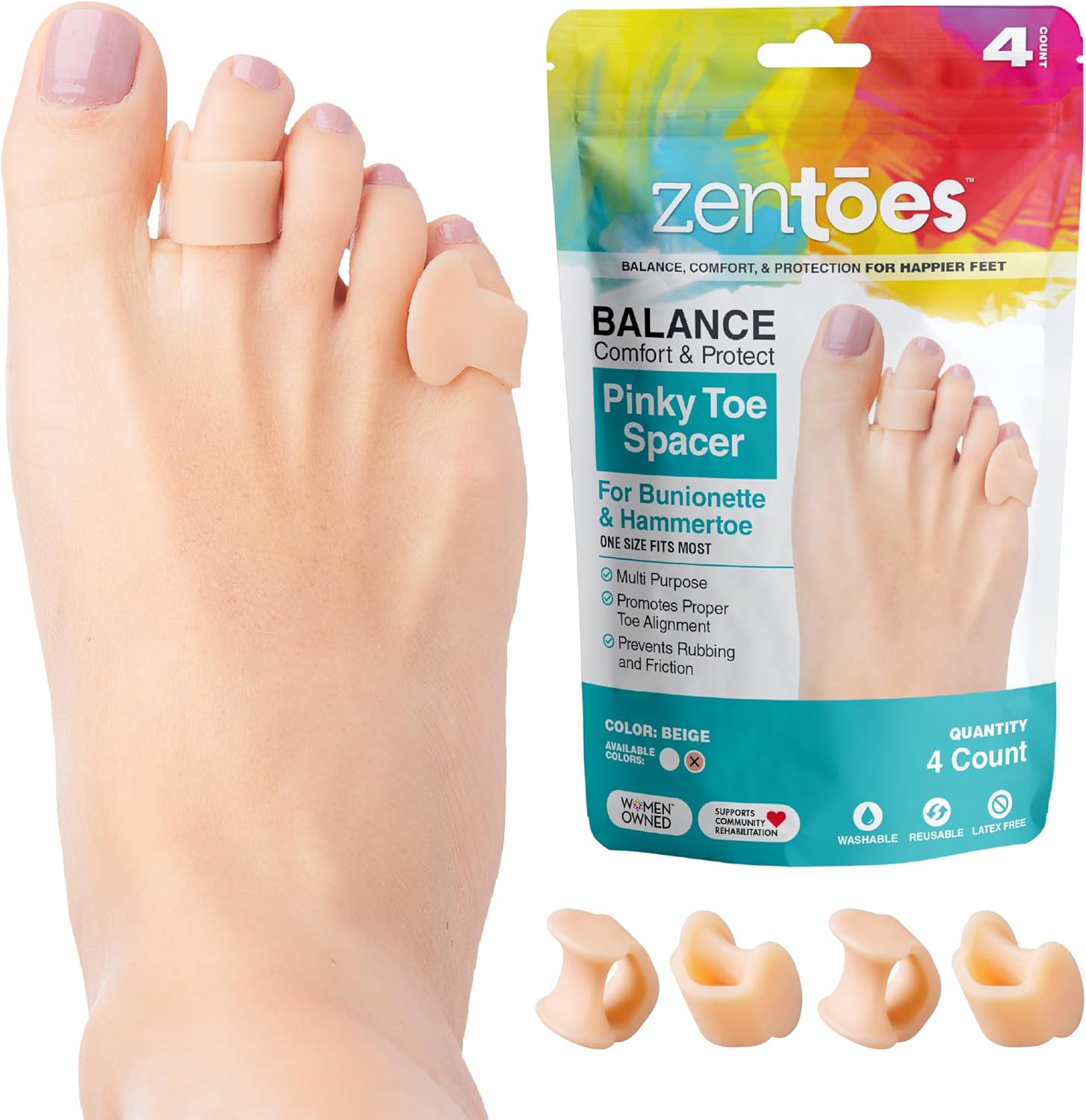 Amazon.com: ZenToes Pinky Toe Separators | Tailor’s Bunion Corrector ...