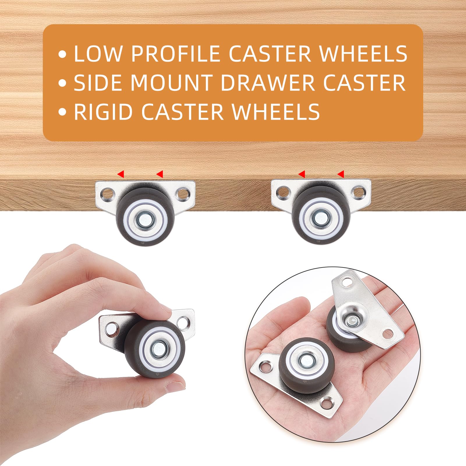 NICENEEDED 4 PCS 1.25 Inch Side Mount Casters Wheels, Small Rubber ...