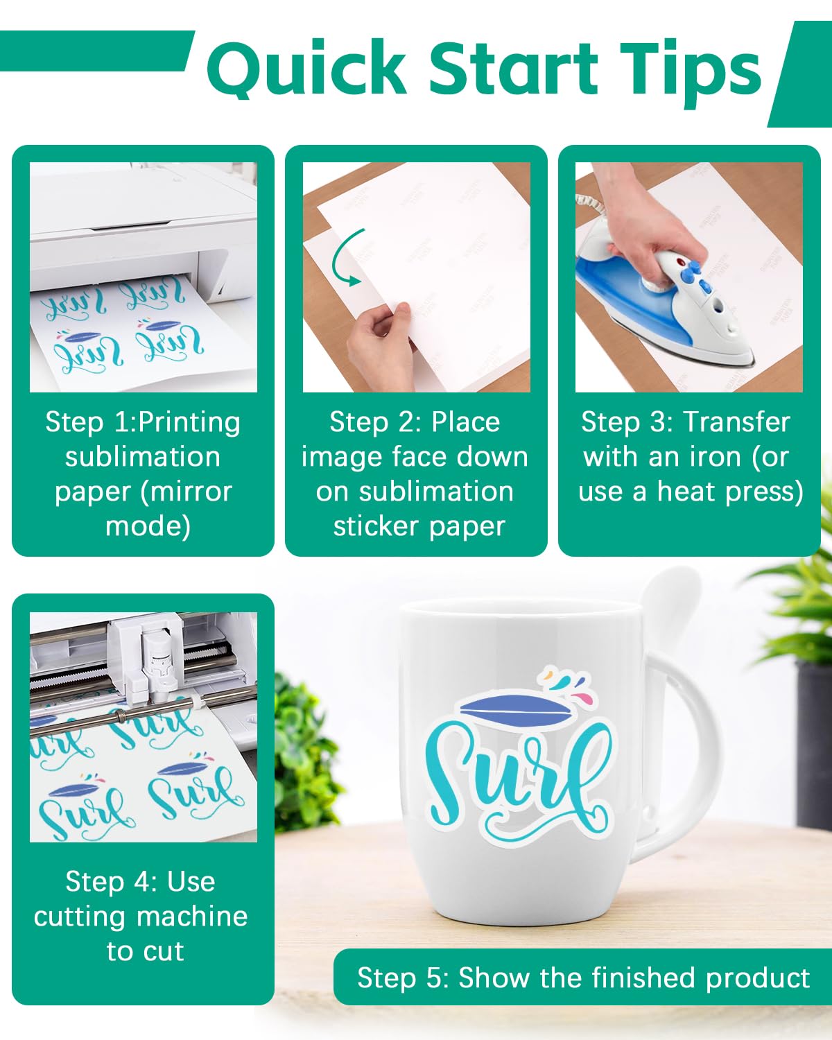 Snapklik.com : Sublimation Sticker Paper-30 Sheets Glossy White ...