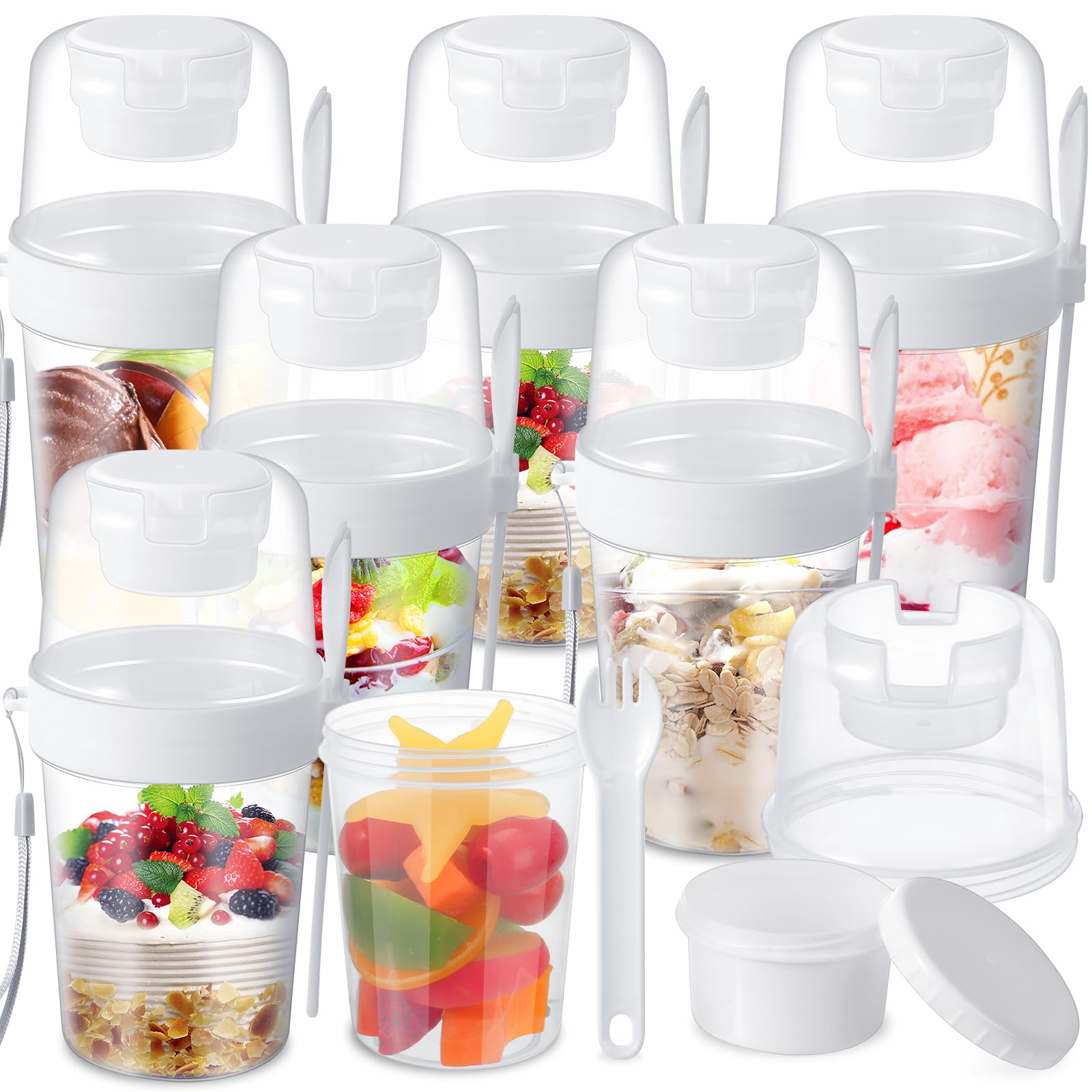 Amazon.com: Gueevin 8 Pcs Yogurt Parfait Cups with Lids Reusable Yogurt ...