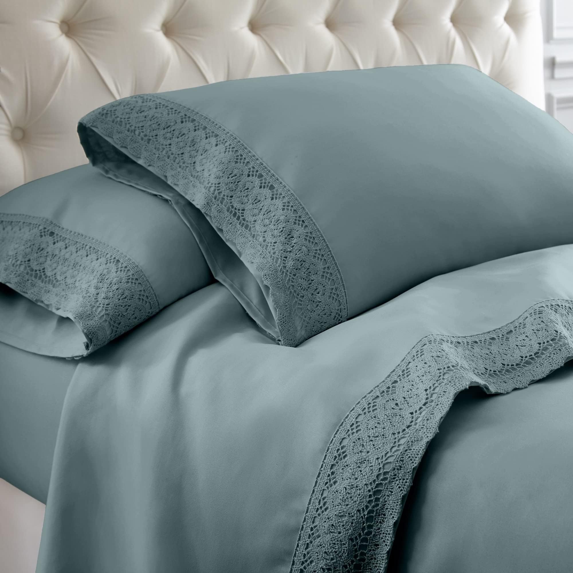 Amazon.com: Modern Threads Soft Microfiber Crochet Lace Sheets ...