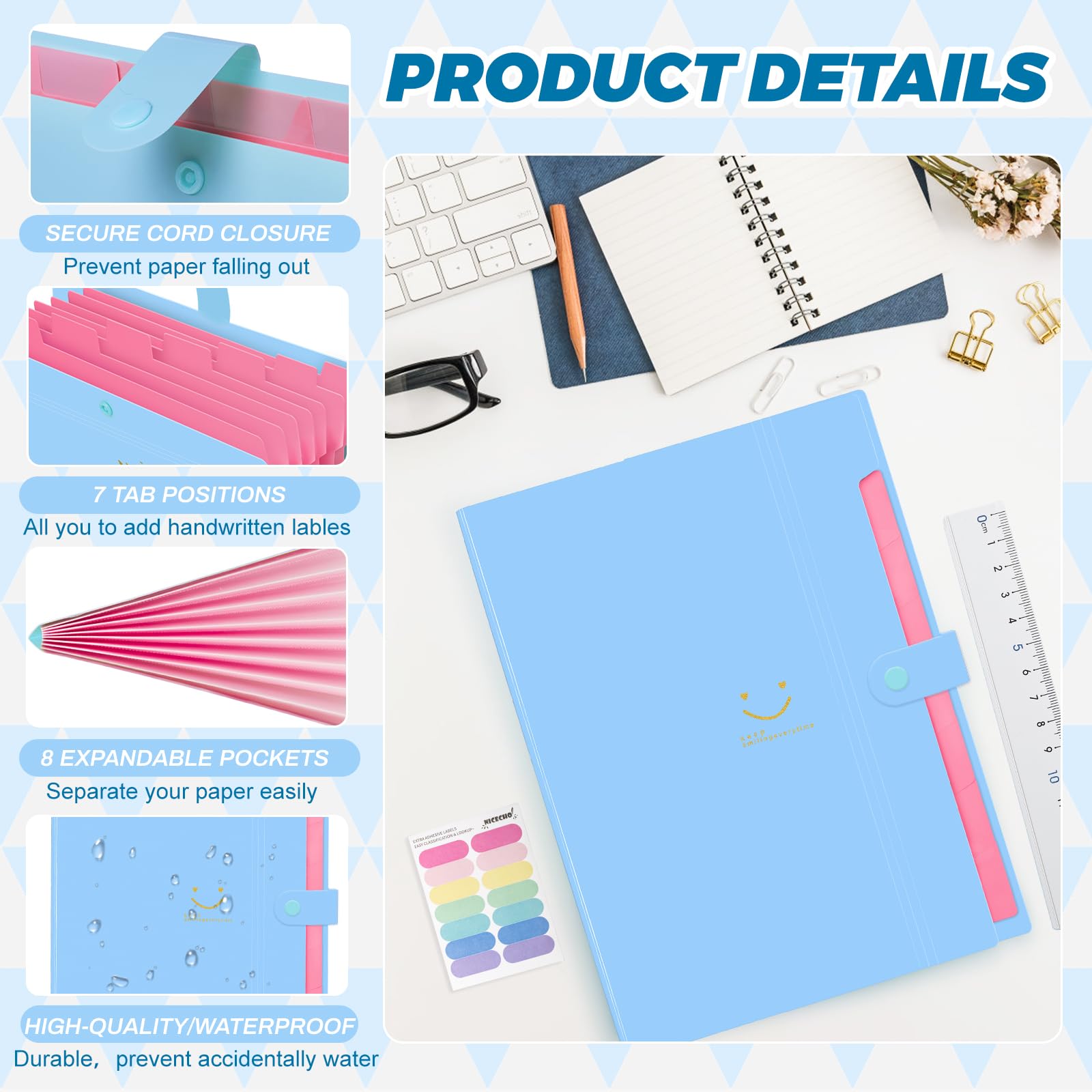 Snapklik.com : Expanding File Folder, 8 Pockets Accordion File ...
