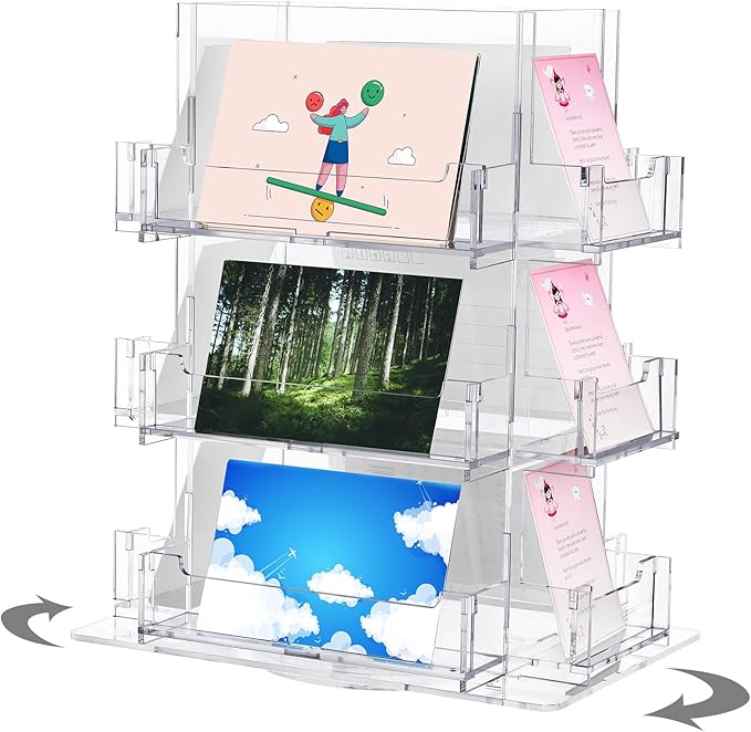 Amazon.com : Menkxi 3 Tier Acrylic Rotating Business Card Holder Office ...