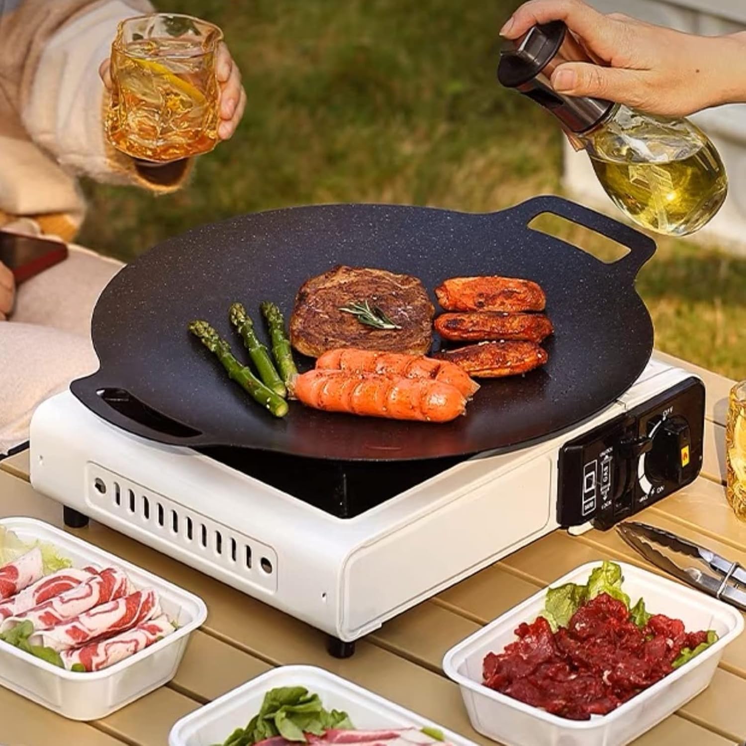 Amazon.com: MOUMOUTEN BBQ Grill Pan, Cast Iron Korean BBQ Grill ...