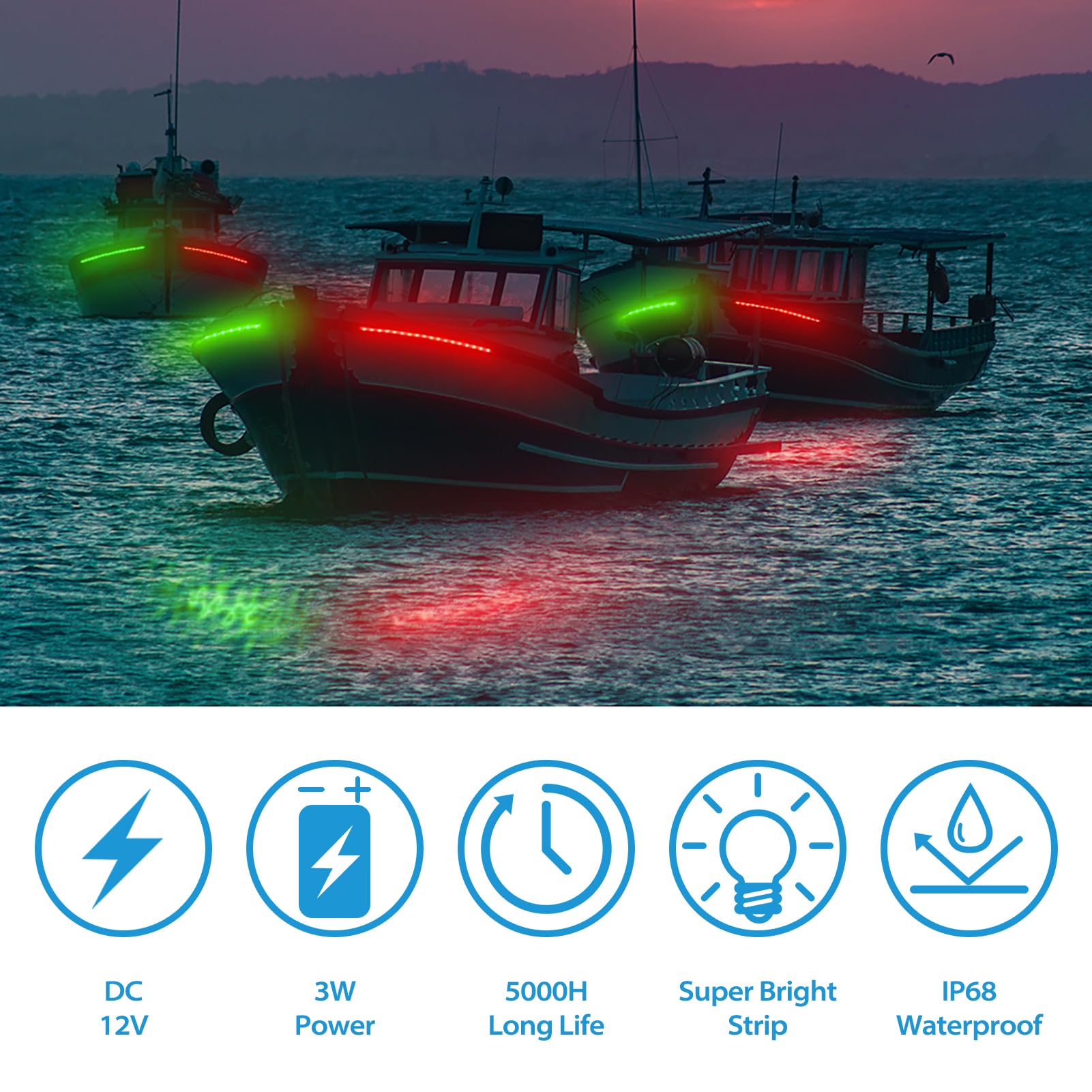 Snapklik.com : Obcursco Boat Navigation Lights, 12V COB Navigation ...