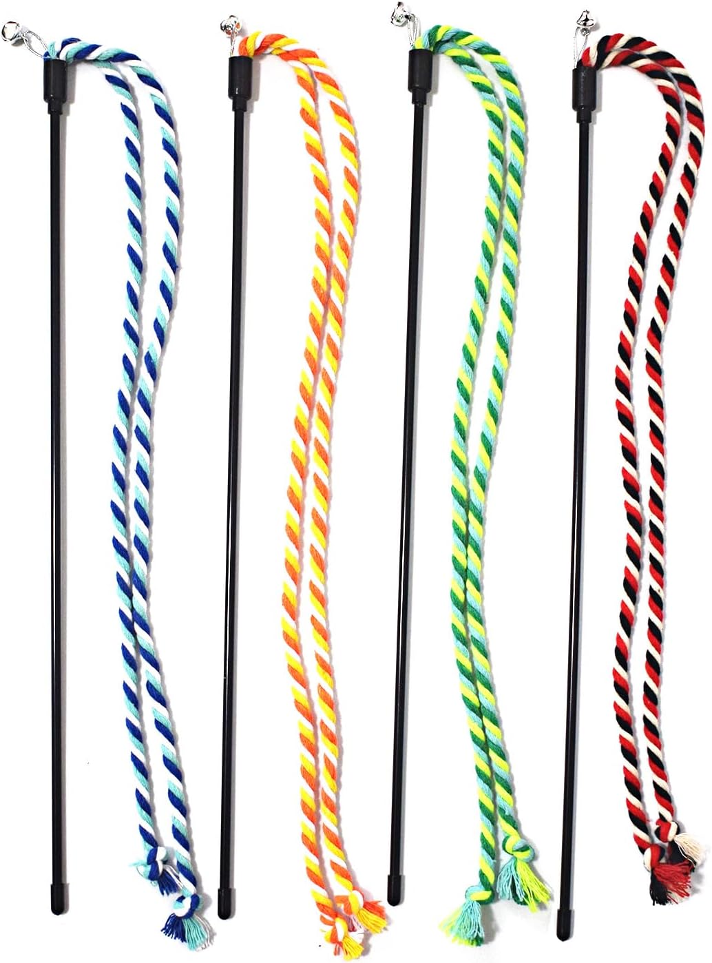 Amazon.com : Cat Wands, 4 PCS Colorful Rope Cat Toys Flexible Teaser ...